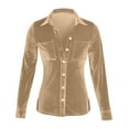 Dianli Gifts Women's Gold Velvet Button Shirt Jacket Loose Pocket Hem ...