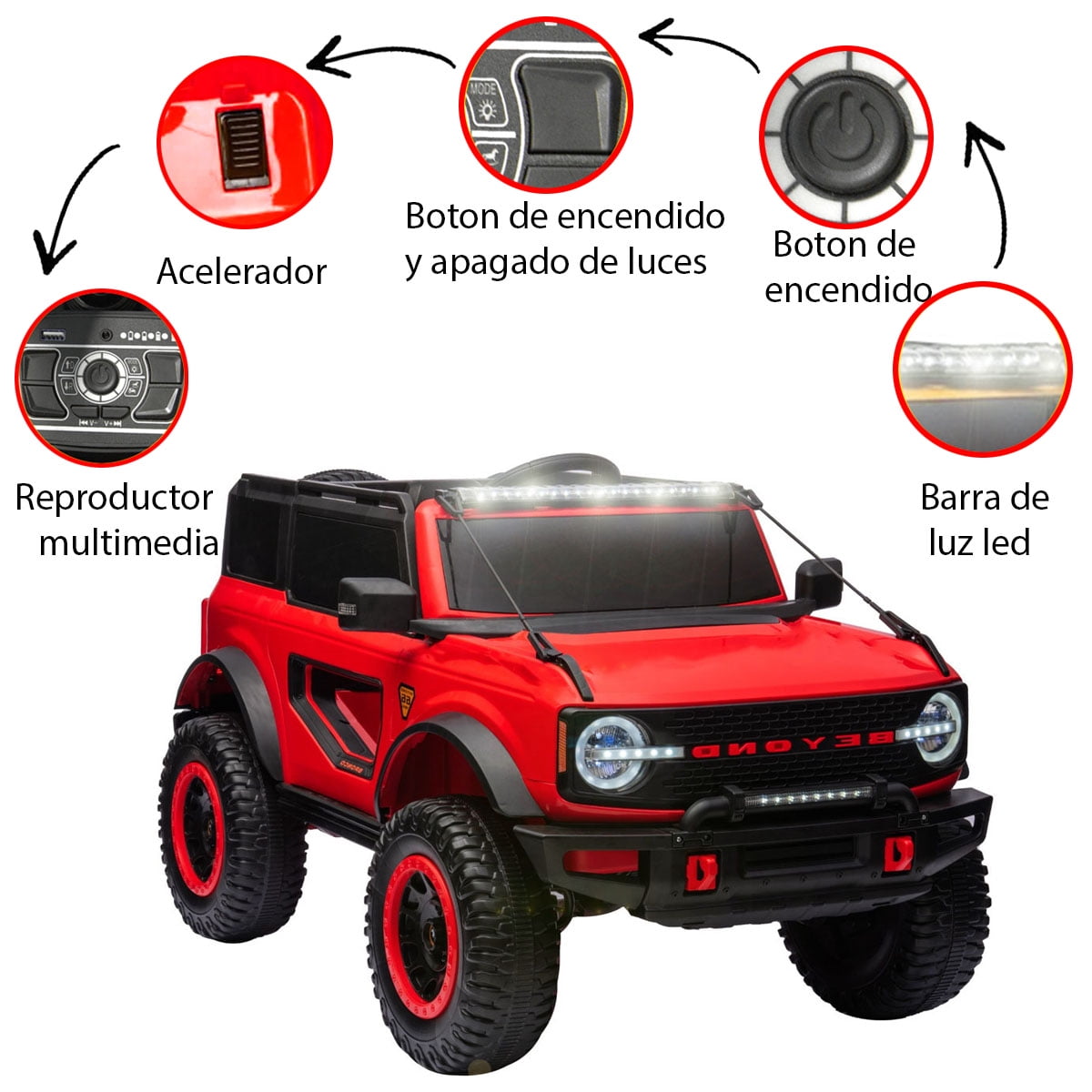 Montable Electrico Lee Monde Bronco Rojo 12v | Bodega Aurrera en línea