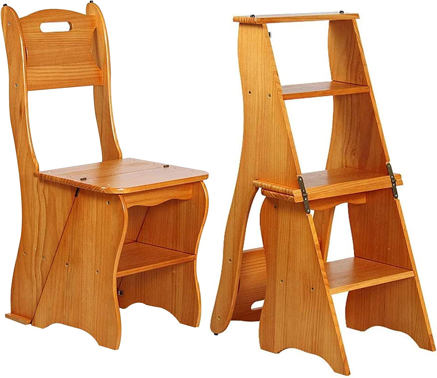 Wooden Library Step Stool Chair