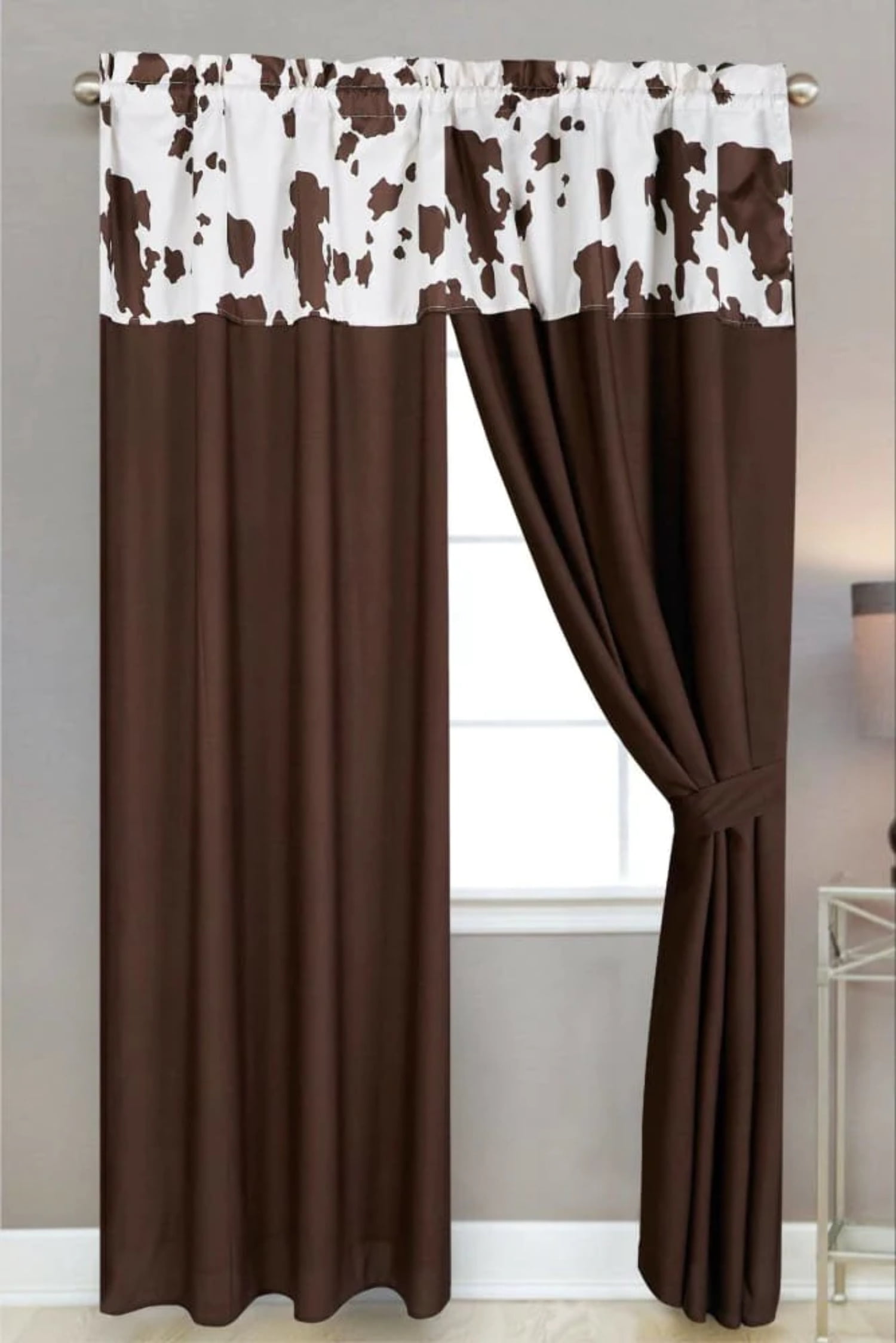Rustic Cowhide Brown Curtains - 4 Piece Set - Walmart.com