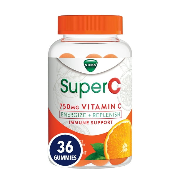 Vicks Super C Immune Support Gummies, 750mg Vitamin C, Dietary ...