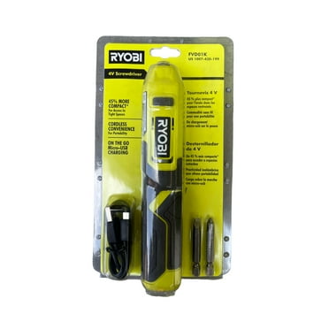 Ryobi Cordless Power Screwdriver Kit, 4-Volt Lithium-Ion, Battery ...