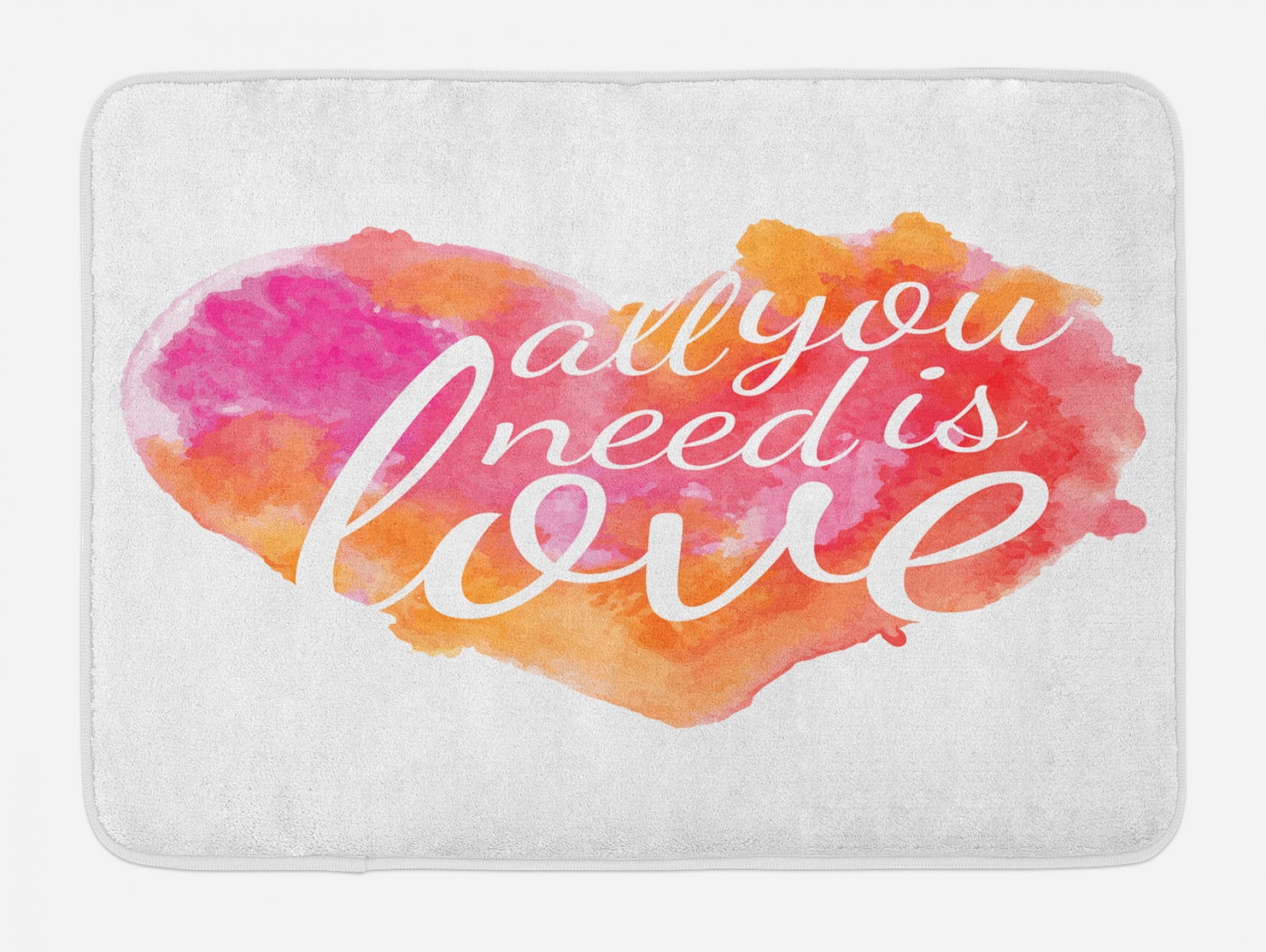 Quote Bath Mat, "All You Need is Love" Quote in Colorful Watercolor ...