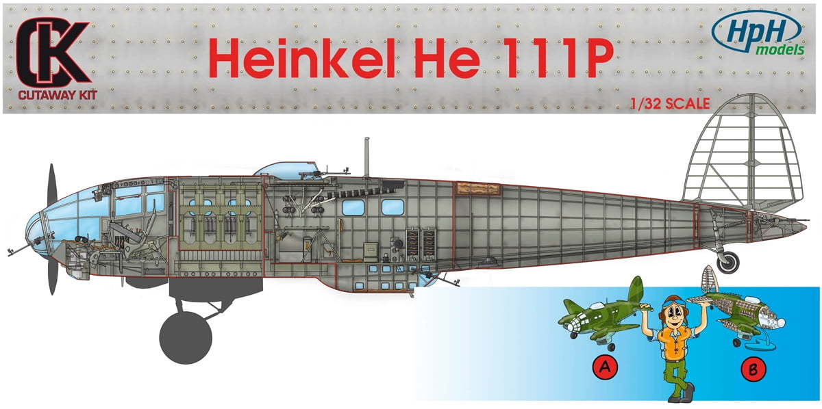 HPH Model 1:32 Heinkel He 111 P Cutaway Detail Set For Revell Kit # ...
