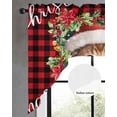 Christmas Swag Curtains for Kitchen Checkered Cat Red Poinsettia Pine ...