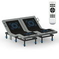 Split King Adjustable Bed Frame with Massage,USB Ports,Head/ Foot Tilt,Remote Control,Meatl Beds ...