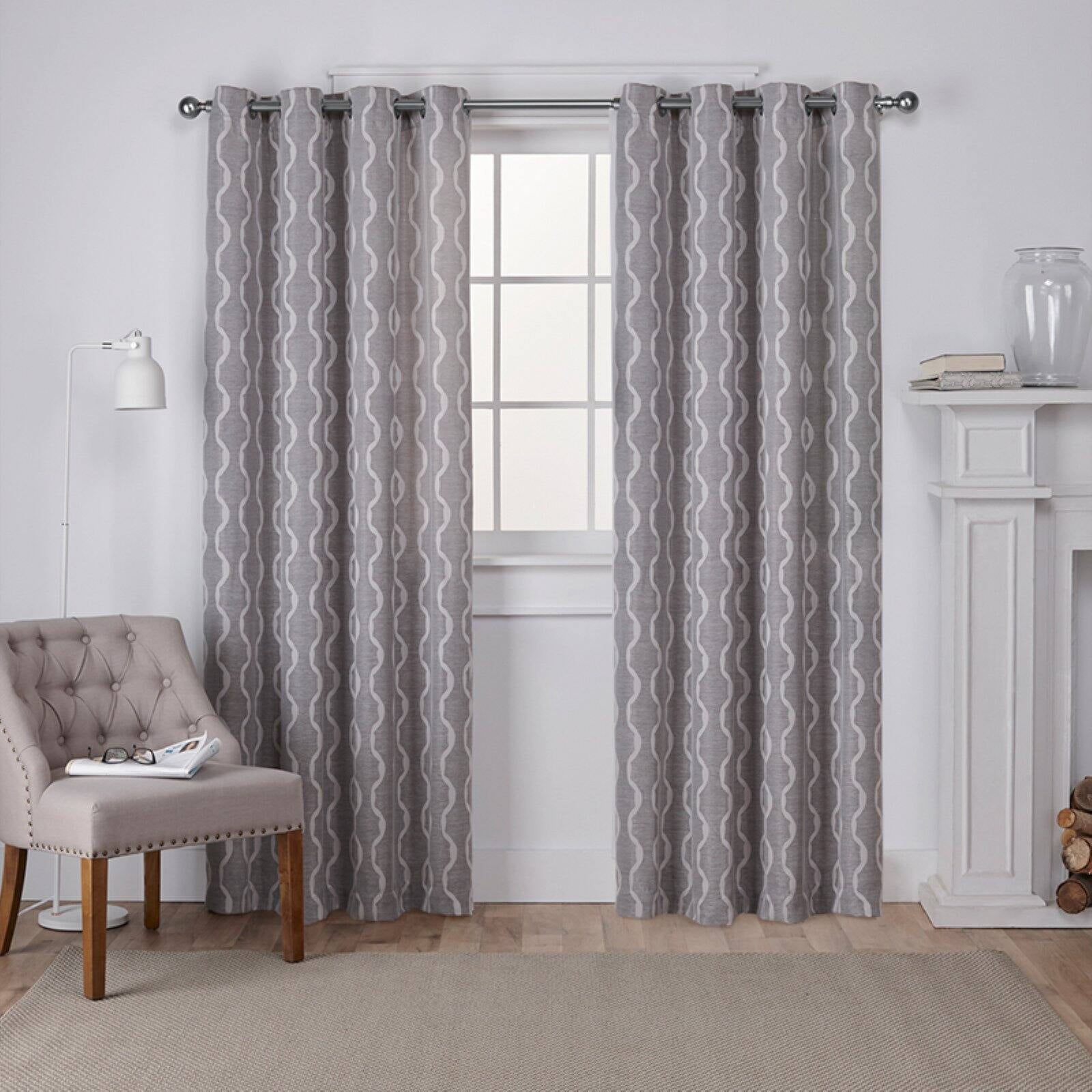 Exclusive Home Curtains 2 Pack Baroque Textured Linen Look Jacquard