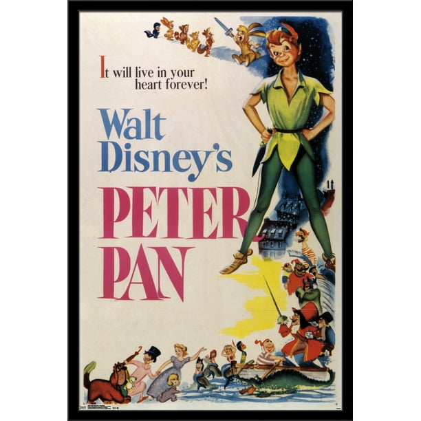 24X36 Disney Peter Pan - One Sheet Wall Poster, 24" x 36", Framed ...