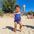 Byoo Toddler Girl Flag Print Swimwear Tiered Ruffle Halter Neck One ...