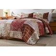 NEWLAKE Floral Cotton Patchwork Quilt Set, King, Red, with Pillow Shams ...