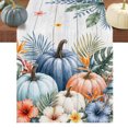Autumn Thanksgiving Blue Pumpkins Table Runner 13x48in Non-Slip Cotton ...