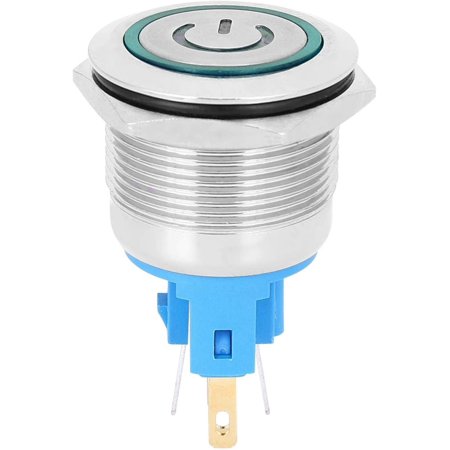 Push button switch, 2 pieces IP65 6-pole stainless steel 22 mm DC12-24V ...