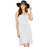 Made by Johnny Women's V-Neck Spaghetti Strap Tunic Short Dress M WHITE ...