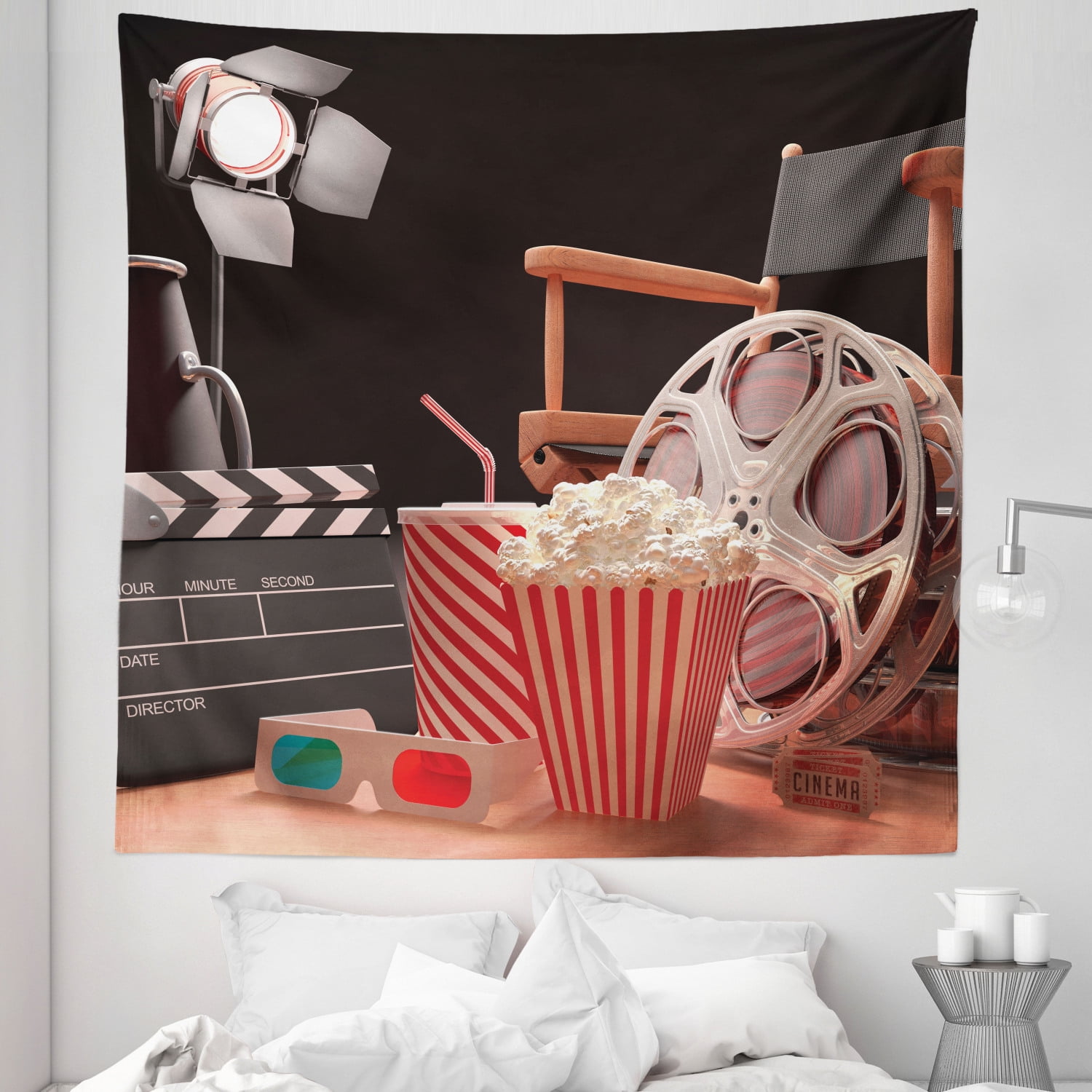 Movie Theater Tapestry, Objects of the Film Industry Hollywood Motion ...
