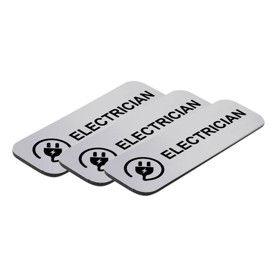 Electrician 1" x 3" Name Tag/Badge, Silver, (3 Pack) - Walmart.com