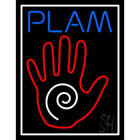 Red Palm LED Neon Sign 31" Tall x 24" Wide - inches Black Square Cut ...