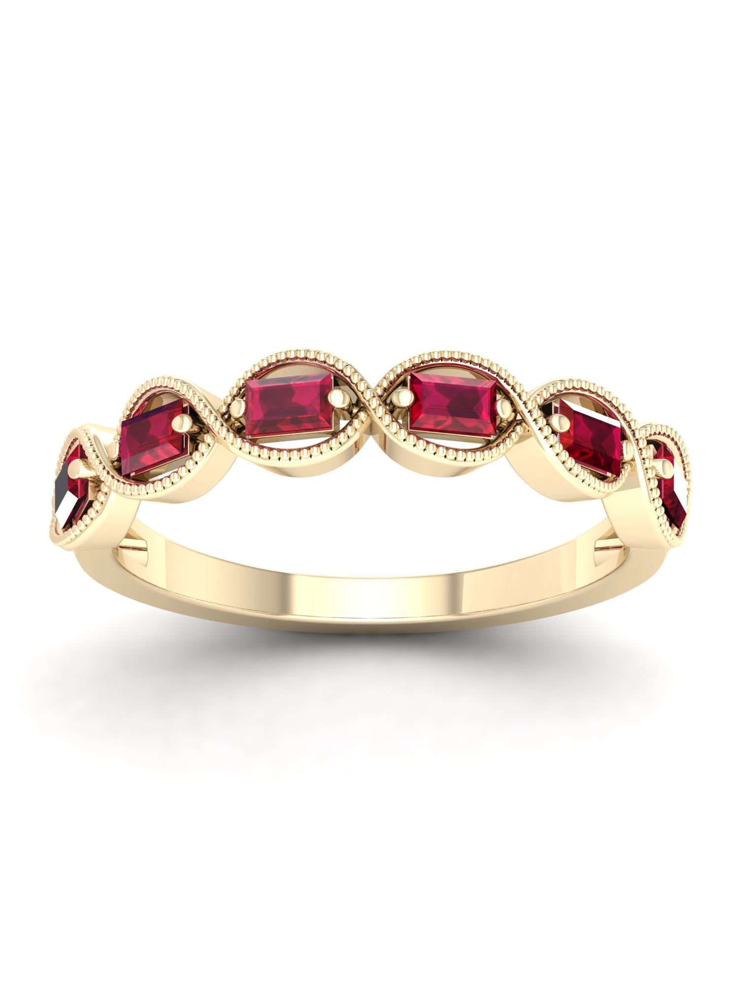 Imperial - Imperial Gemstone 10K Yellow Gold Baguette Cut Ruby Women's ...