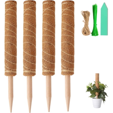 4 pieces 40 cm plant stick coconut moss stick, moss stick plant totem ...