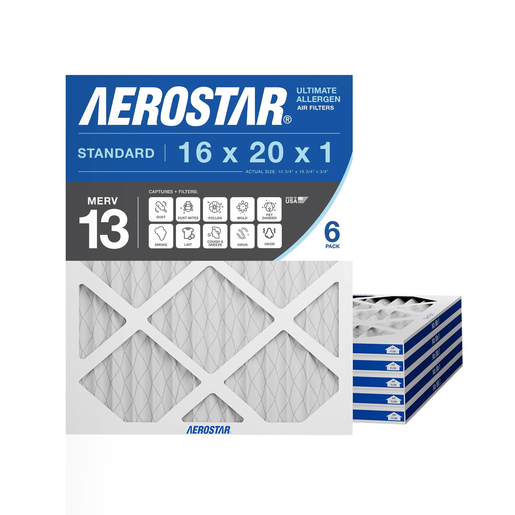 Click here for Aerostar 16x20x1 Merv 13 Air Filter  6 Count  Actu... prices