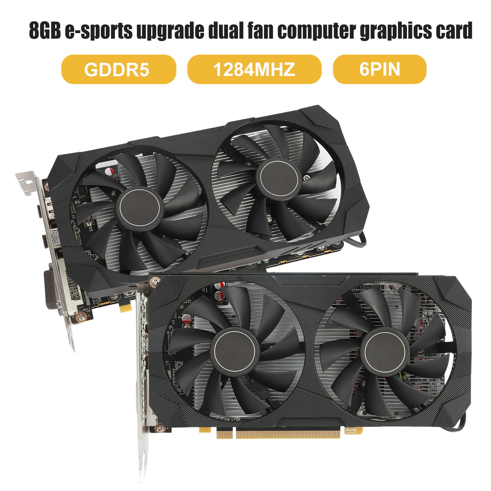 Washranp RX580 8GB Graphics Card with Dual Cooling Fan,GDDR5 256Bit ...