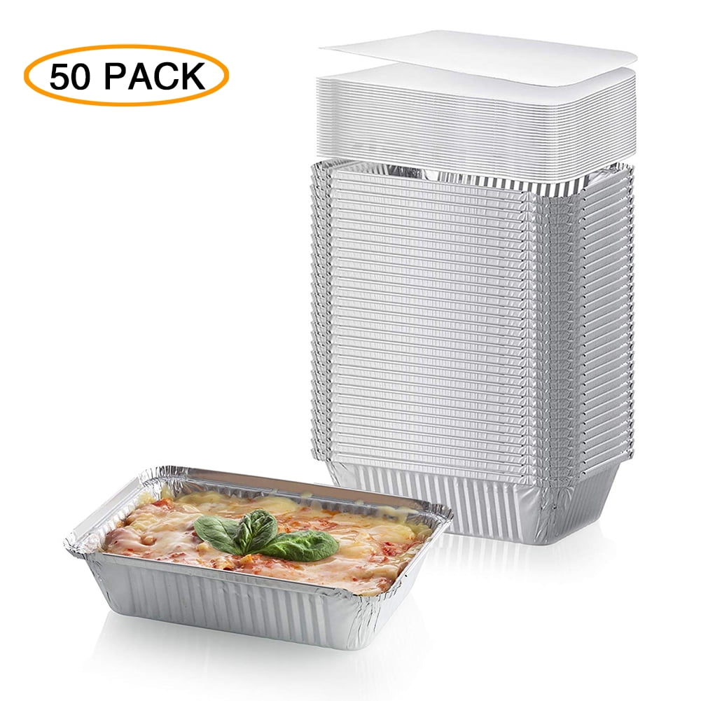 Aluminum Pans (50-Pack) - Durable Aluminum Rectangular Foil Pans Table ...