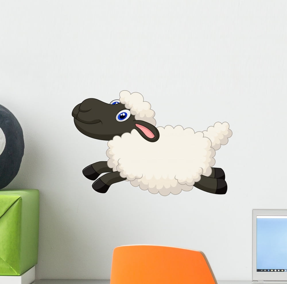 Cartoon Sheep Jumping Wall Mural Decal by Wallmonkeys Vinyl Peel and ...