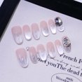 Pure hand-worn nail piece, advanced sense, pink gradual change nail ...