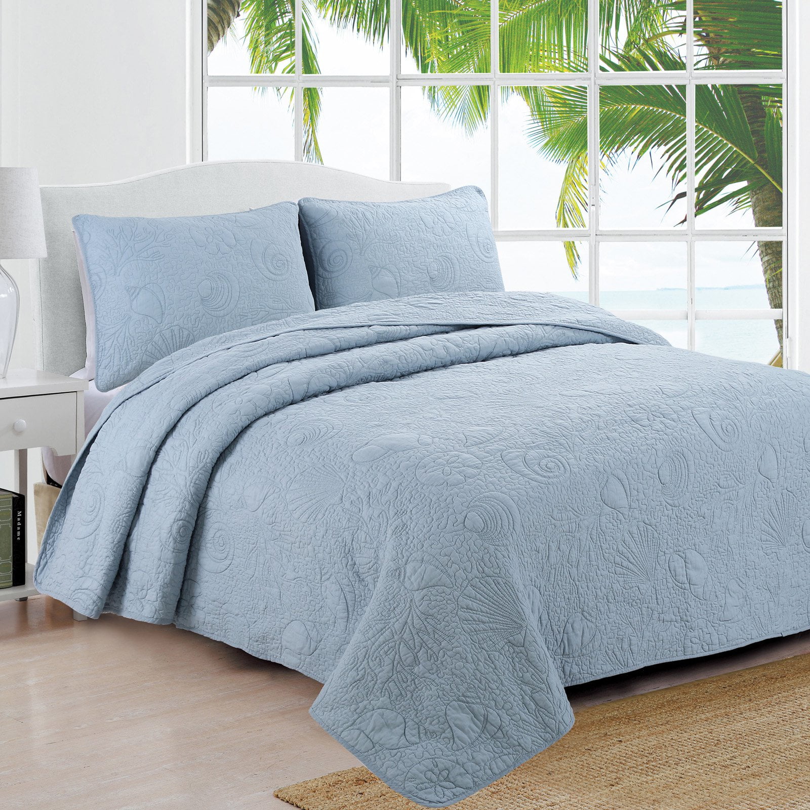 Seaside Dusty Blue Quilt Set by Estate Collection - Walmart.com