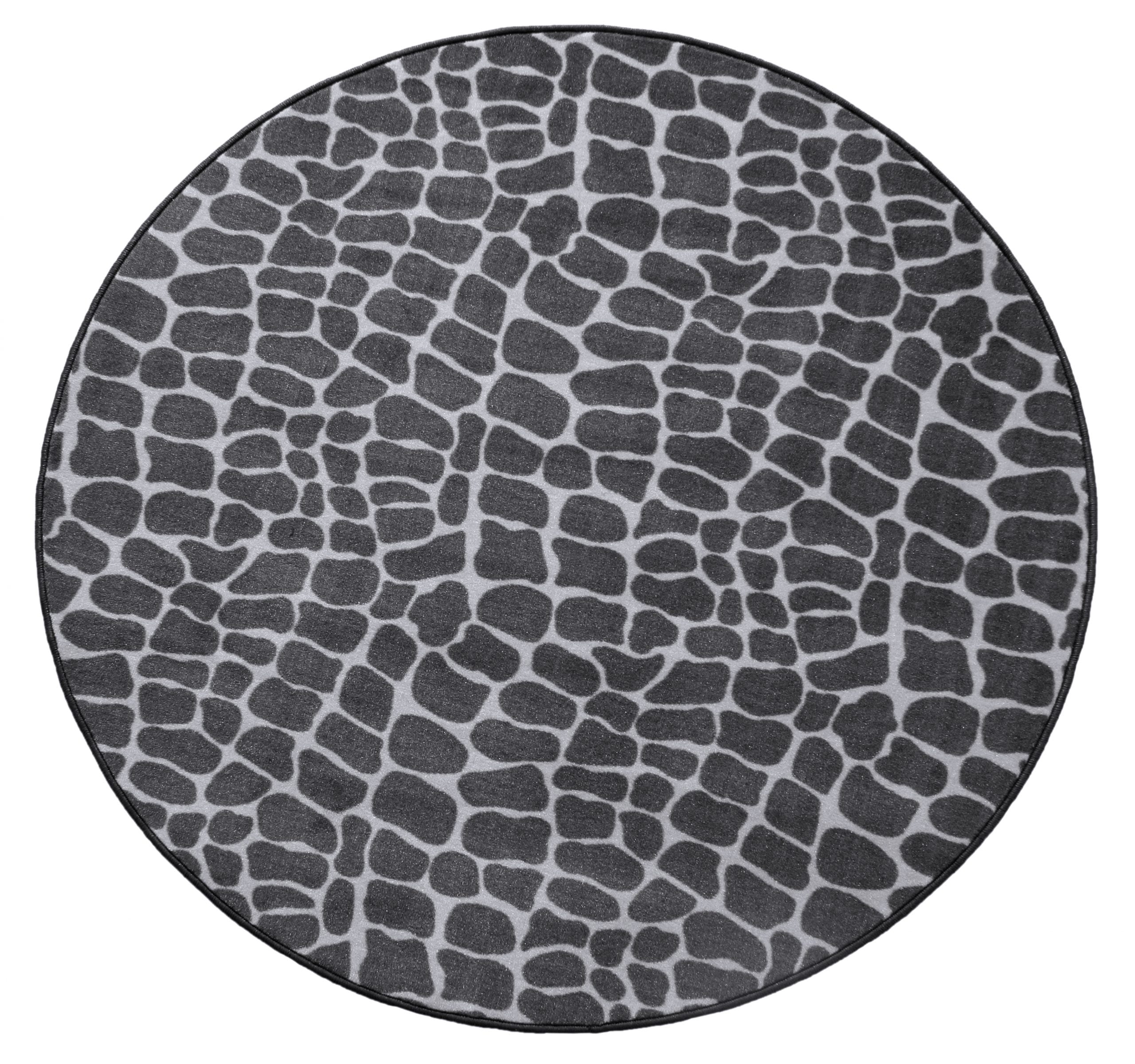 Furnish My Place Animal Print Rug - 4 ft. Round, Crocodile Light Grey ...