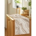 Abstract Beige Stripes Table Runner 13x72in Non-Slip Cotton Linen Table ...