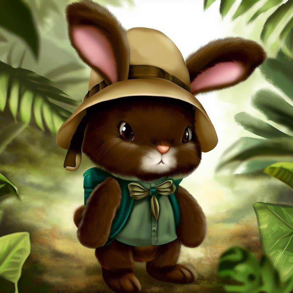 Brown Rabbit Dressed as Indiana Jones II - 12" x 12" Art Print Wall ...