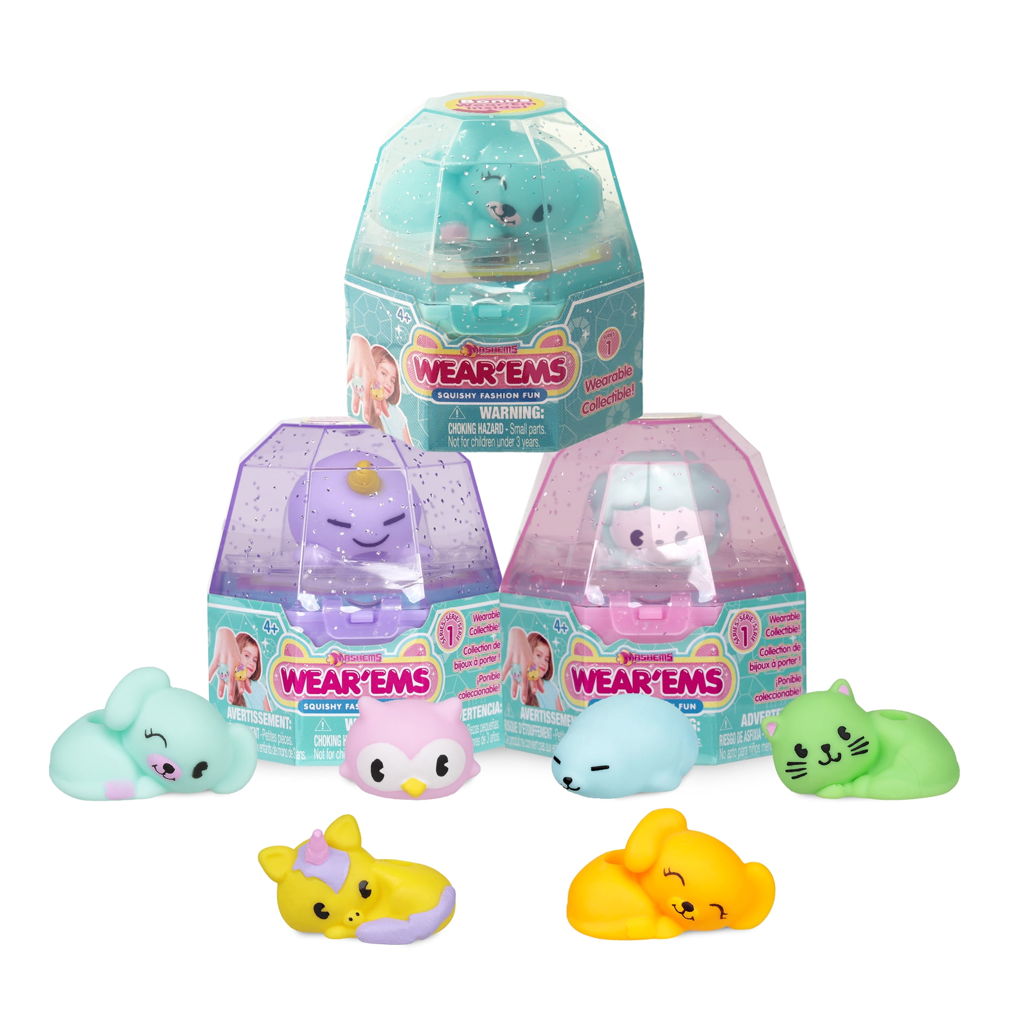 Mash'Ems Wear'Ems – Surprise Squishy Jewelery – 3 Pack (Assortment May ...