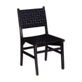 19 Inch Dining Chair, Black Leather Crossed Design, Iron Legs, Set of 2 ...
