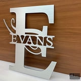 JASS GRAPHIX Evans 12" Brushed Aluminum Monogrammed Sign Door Wall ...