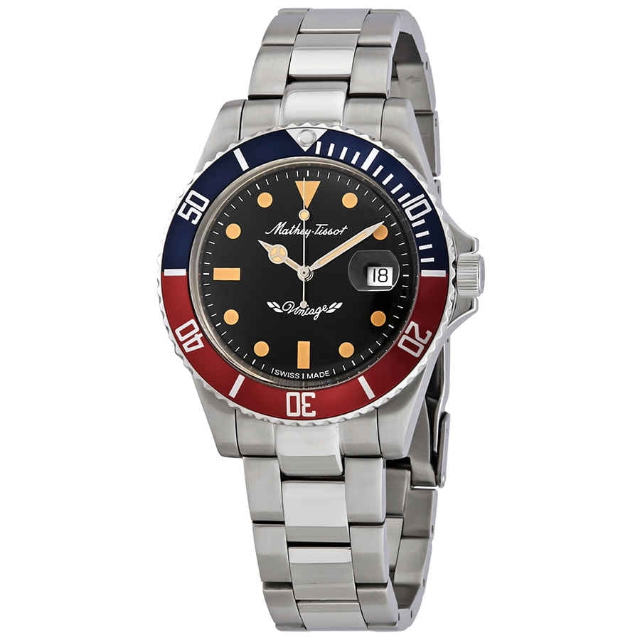 Mathey-Tissot Rolly Vintage Automatic Black Dial Pepsi Bezel Men's ...