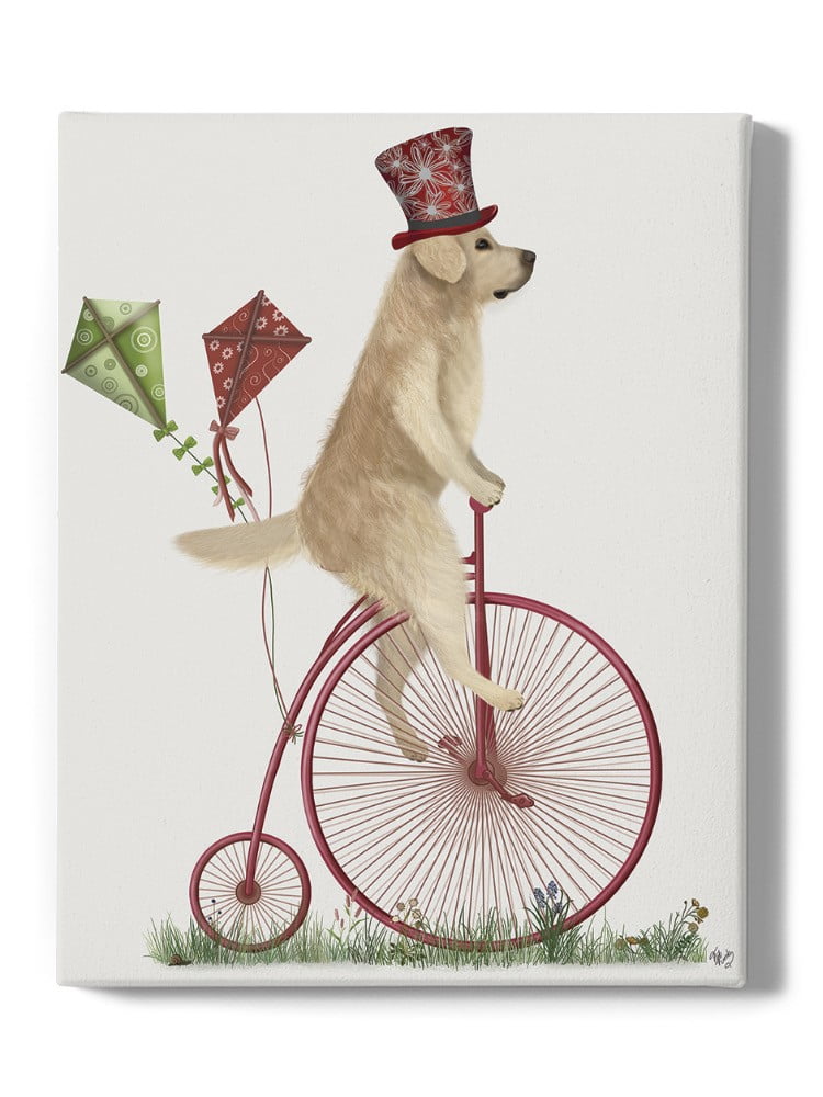 Cute Dog On A Unicycle Wrapped Canvas -Fab Funky Designs, - Walmart.com
