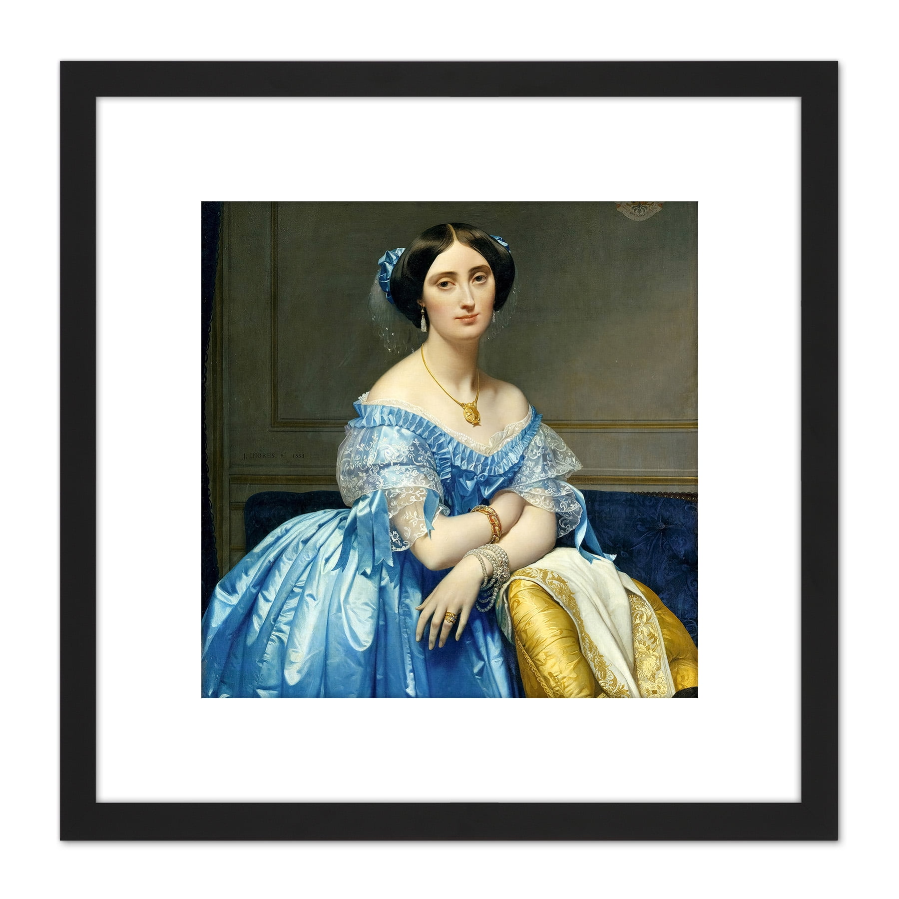 Ingres Portrait Princess De Broglie Painting 8X8 Inch Square Wooden ...