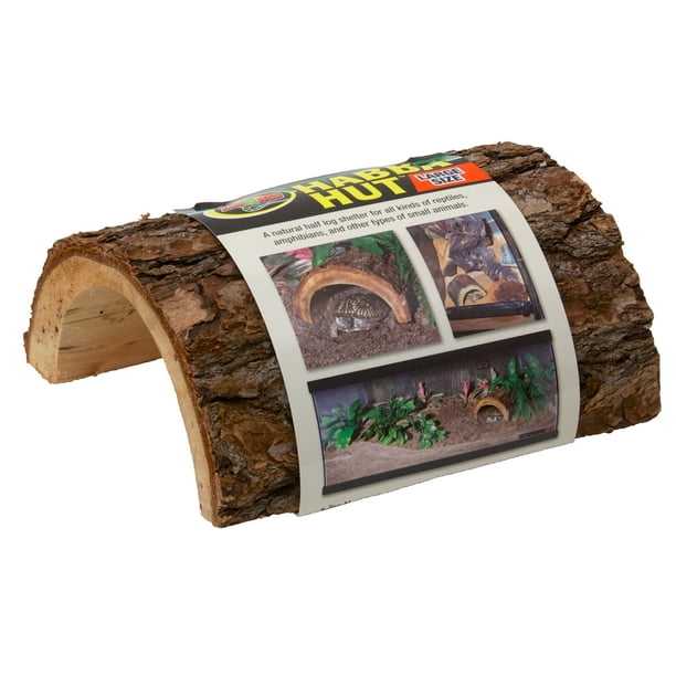 Large Habba Hut Reptile Hide - Half Natural Wood Log Hide for Reptiles ...