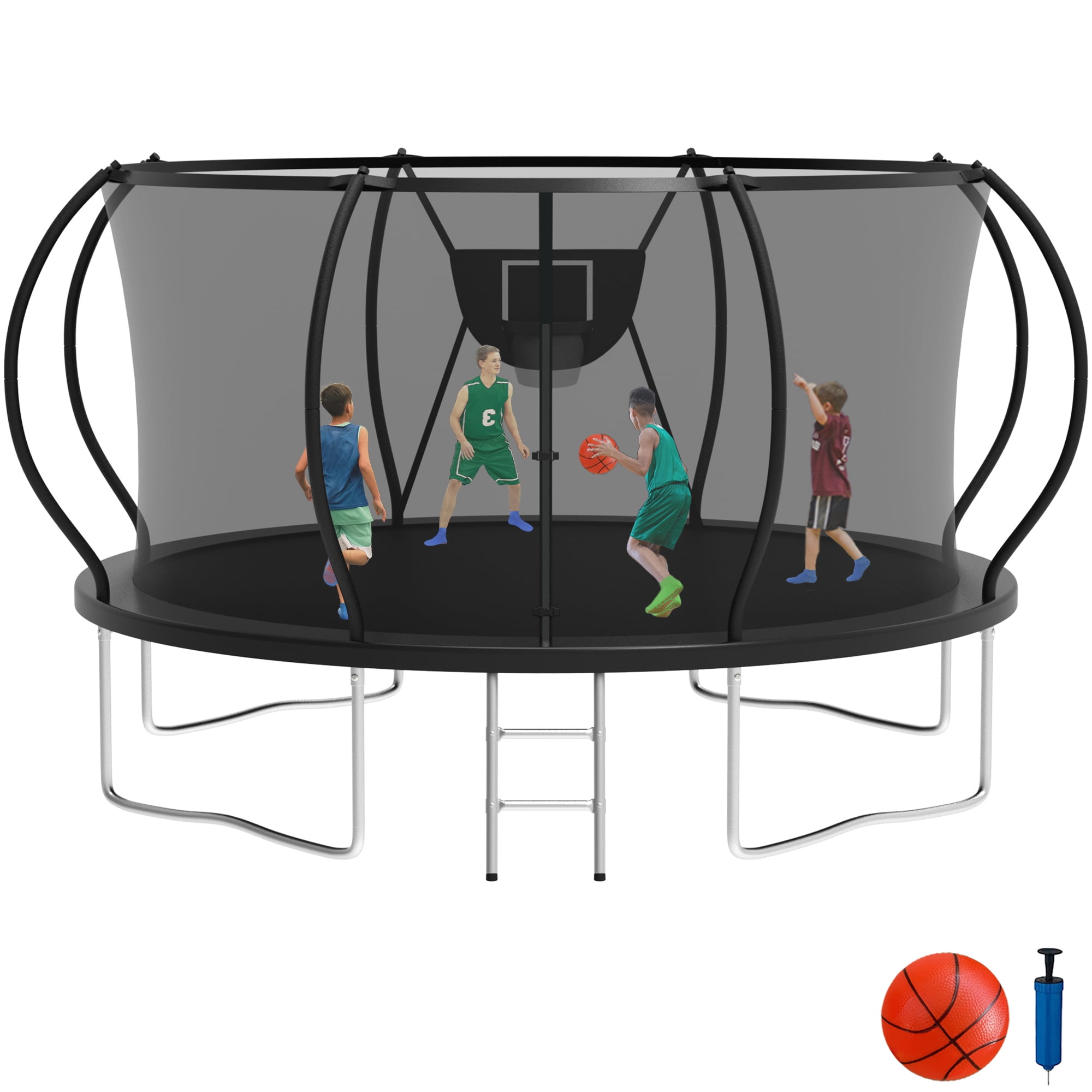 KOFUN 12FT Trampoline with Basketball Hoop, 1200LBS Heavy Duty ...