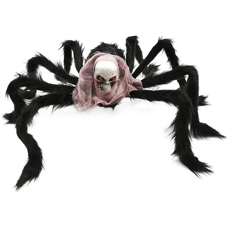 Fake Giant Spider Halloween Large Spider Decoration Black Fuzzy Spider ...