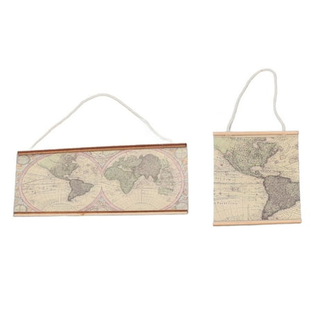 Dollhouse Miniature World Map,1:12 Scale 2pcs Mini Mini Wall Chart ...