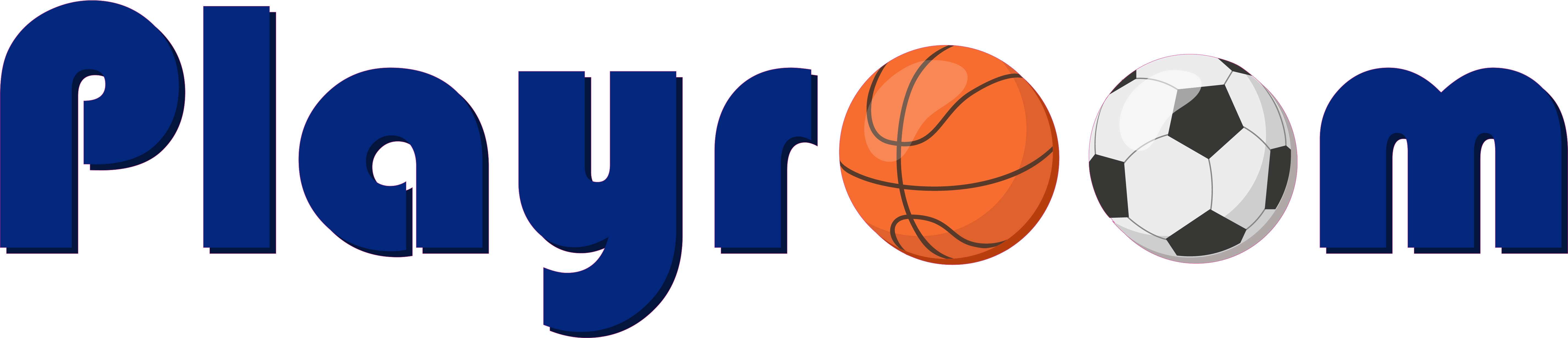 Playroom Logo with Soccer and Basketball Balls Design Vinyl Wall Decal ...