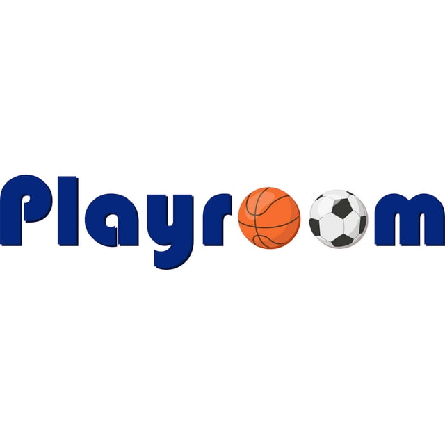 Playroom Logo with Soccer and Basketball Balls Design Vinyl Wall Decal ...