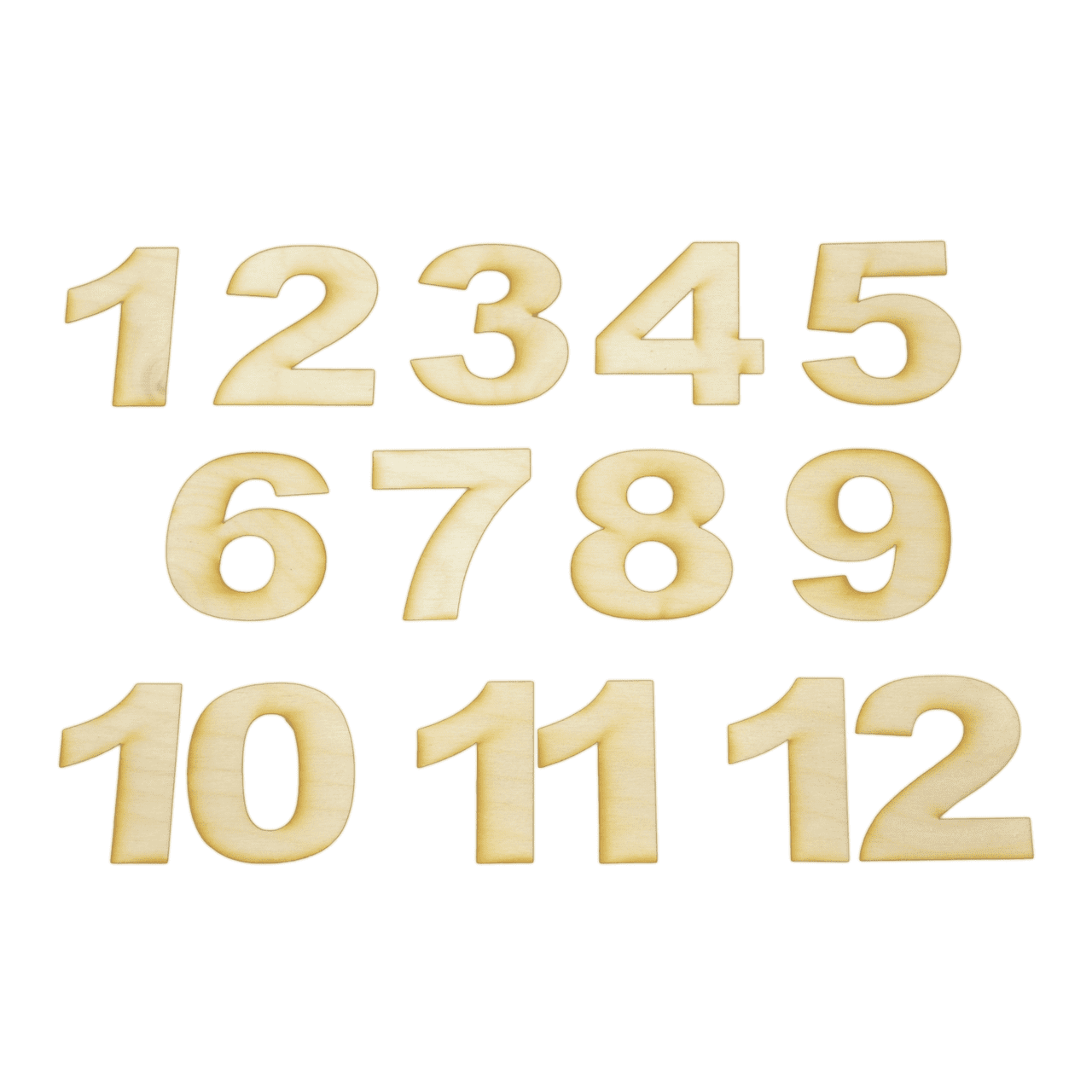 Unfinished Wood Clock Number Set in Arial Font (1 inch Tall, 1/8 ...