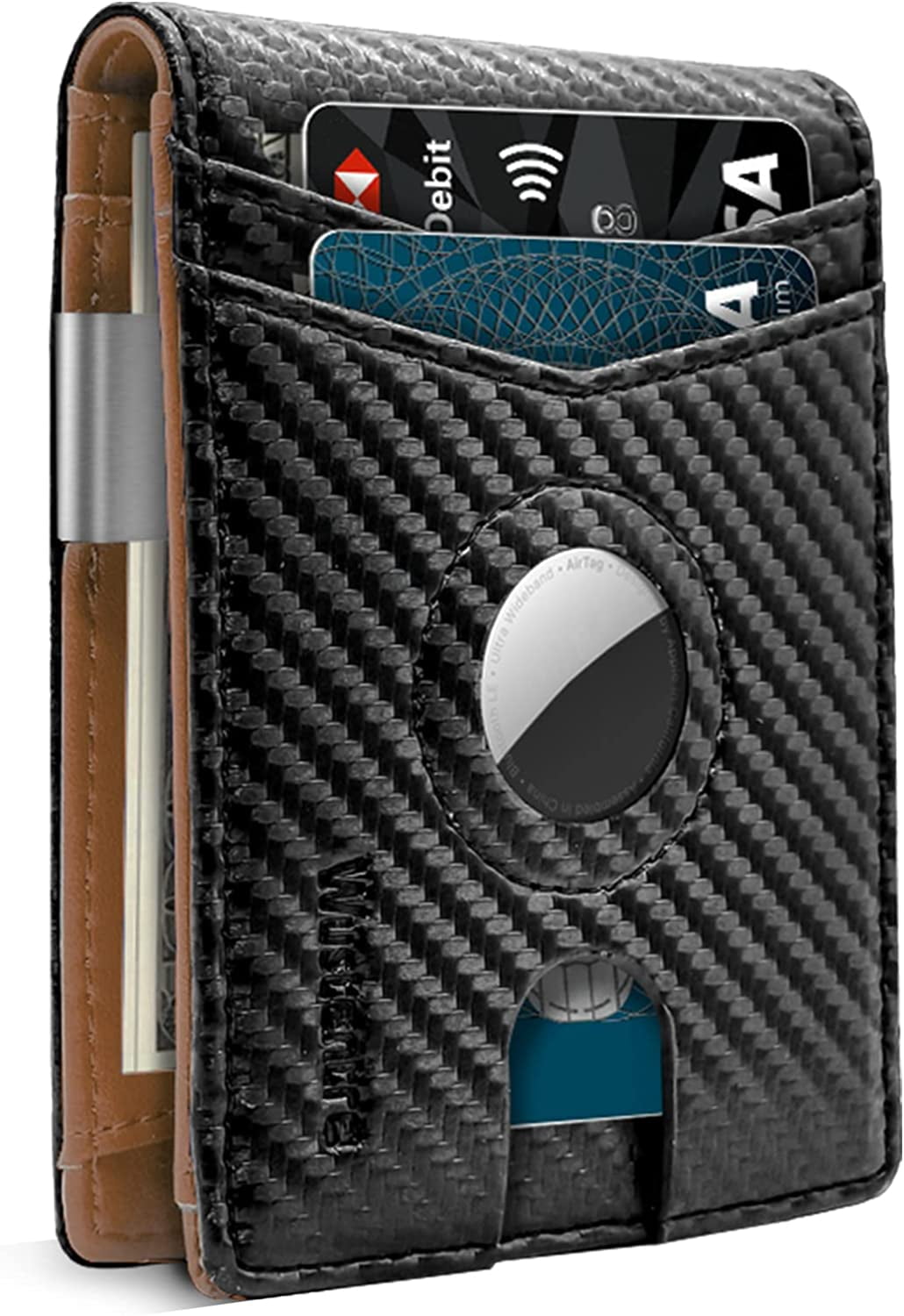 AirTag Wallet Holder with Money Clip, Air Tag Wallet, Minimalist Carbon ...