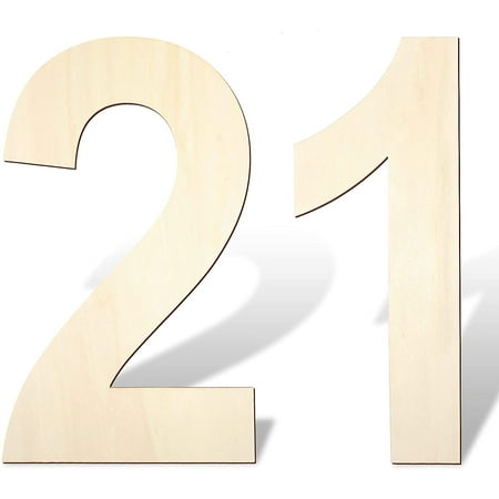 2 Pieces 21st Wood Numbers 12 Inch Blank Unfinished Wood Slices Sign ...