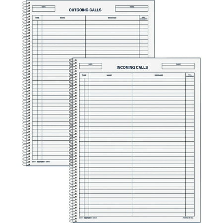Rediform, RED50111, Incoming/Outgoing Call Register Book, 1 Each, White ...