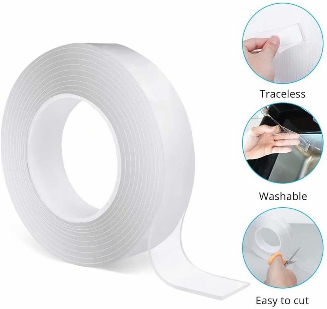 Double Sided Tape(3.28FT/1M), Removable Heavy Duty Mounting Tape,Multipurpose Traceless Adhesive ...