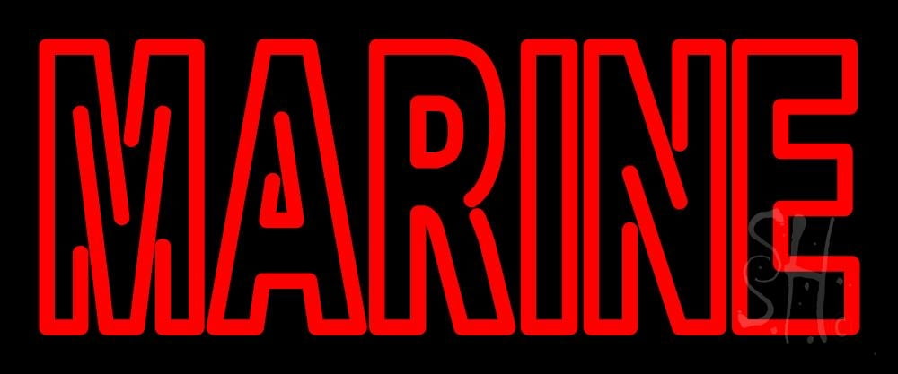 Red Double Stroke Marine LED Neon Sign 6 x 15 - inches, Black Square ...