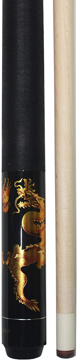 ASKA Golden Dragon Pool Cue Stick, Irish Linen, 13mm Layered Hard Tip ...